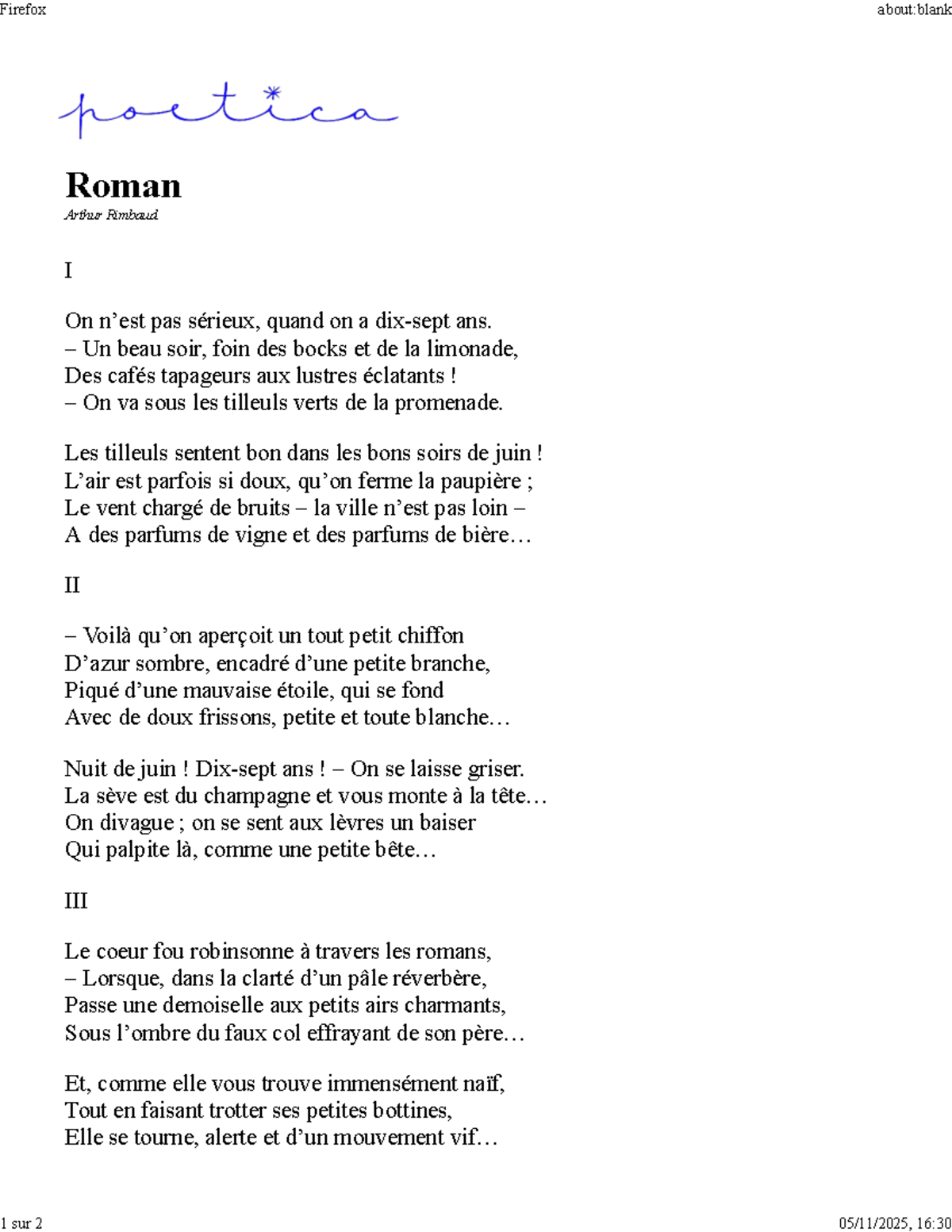 Roman Arthur Rimbaud: Poésie et Émotions en Juin - Studocu