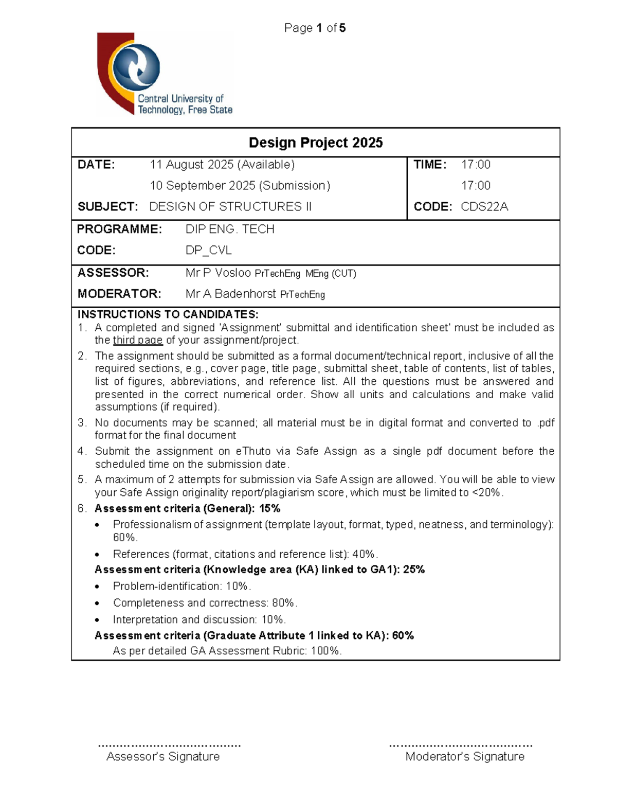 2025 CDS22A Design Project Guidelines and Submission Instructions - Studocu
