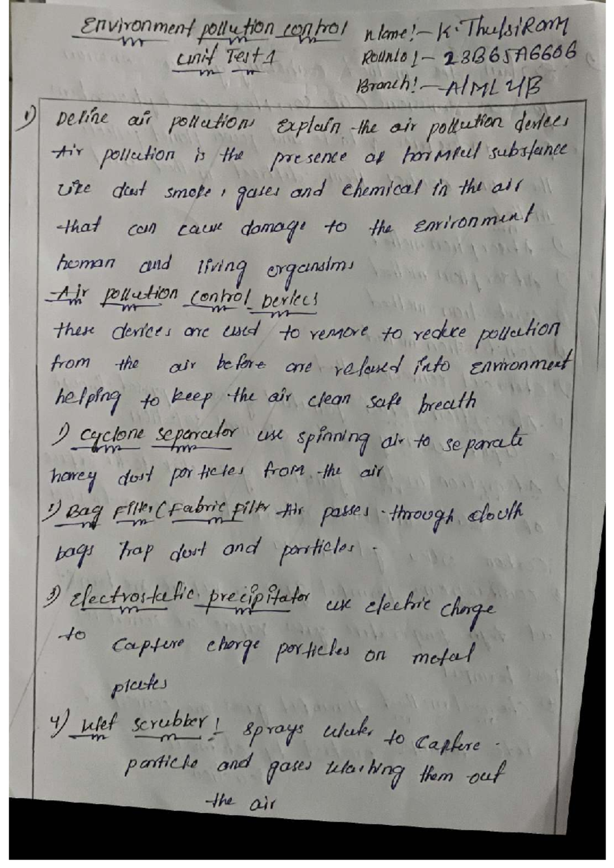 EPC Class TEST 01 - Pollution Control Notes - Studocu