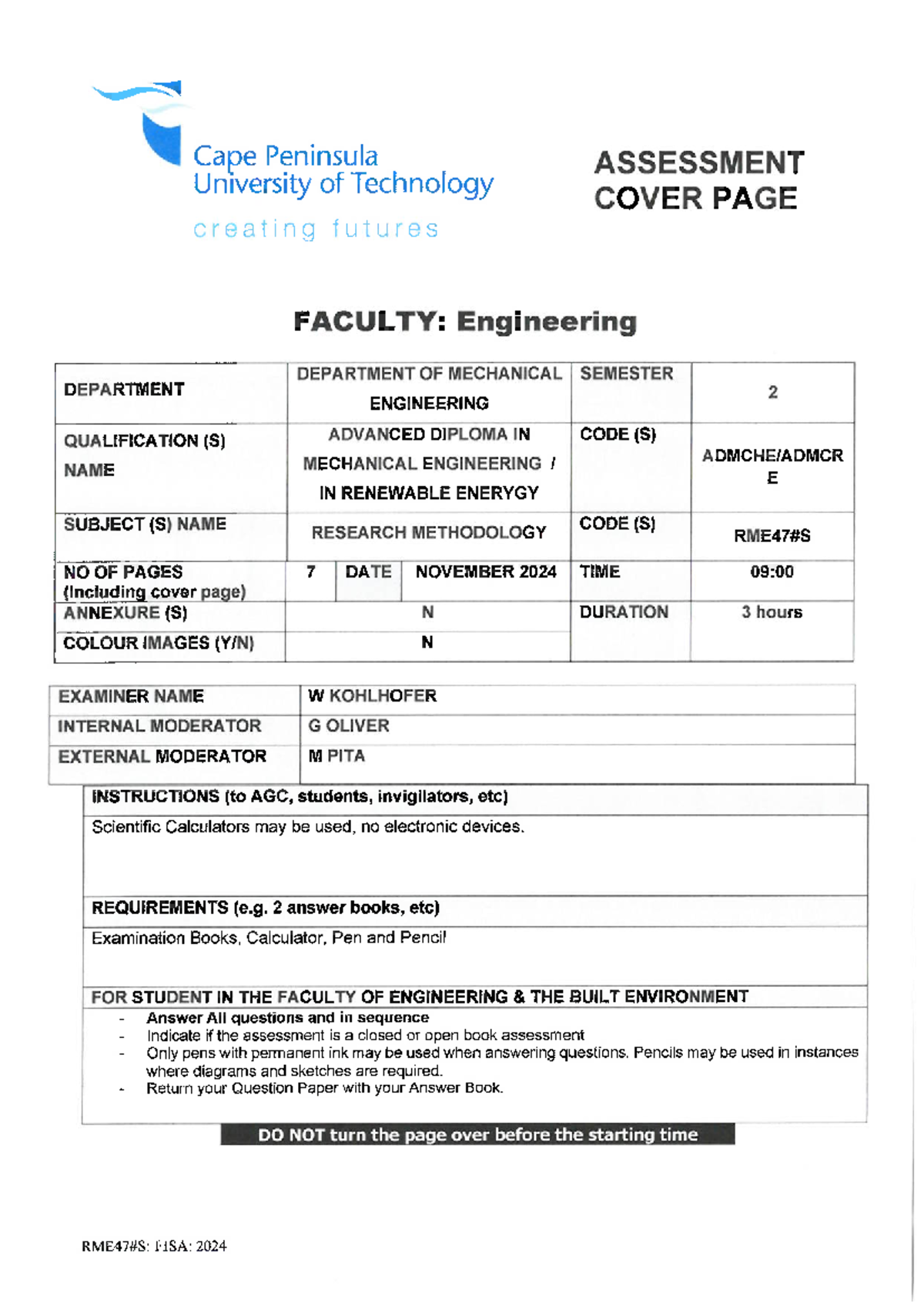Assignment 1 - Cape Peninsula ASSESSMENT University of Technology COVER ...
