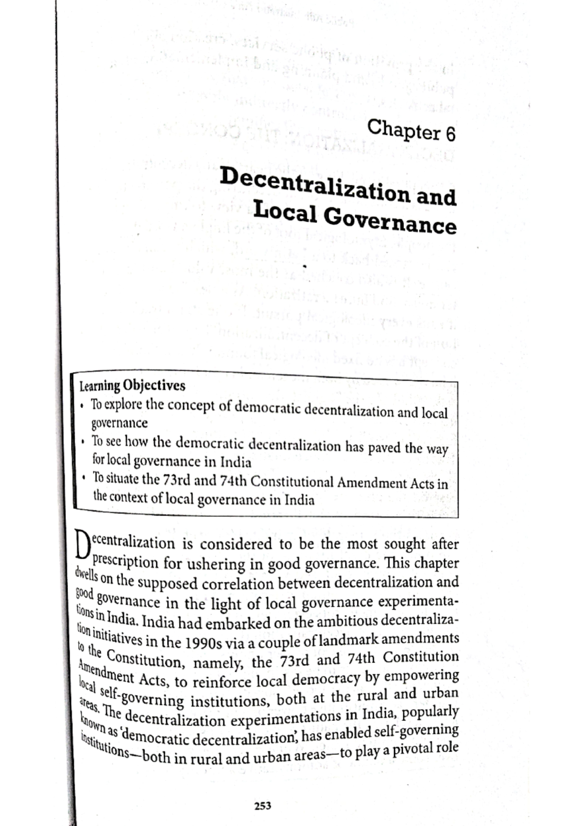 Decentralization and Local Governance: Chapter 6 Overview and Analysis ...