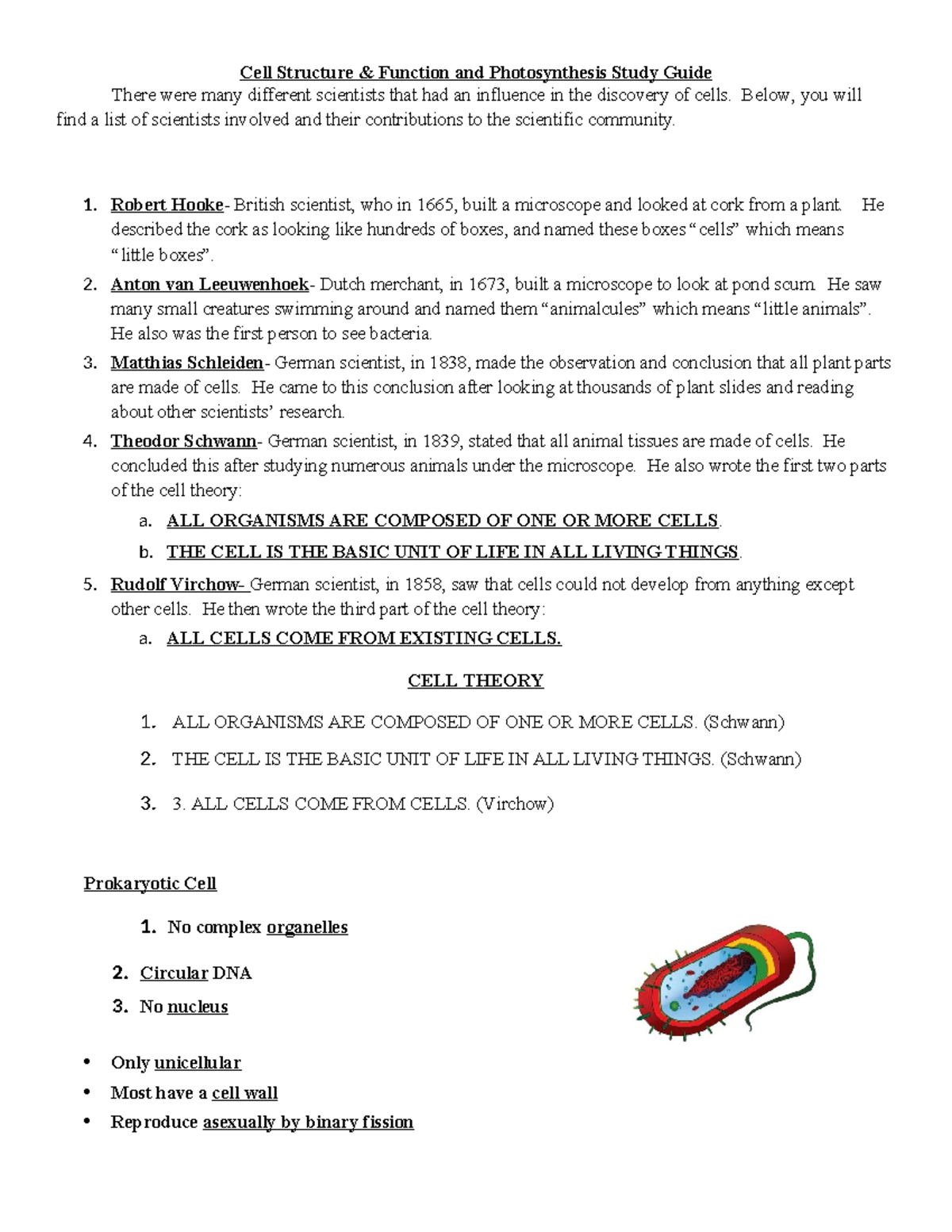 Cell Structure & Photosynthesis Study Guide (BIO 101) - Studocu