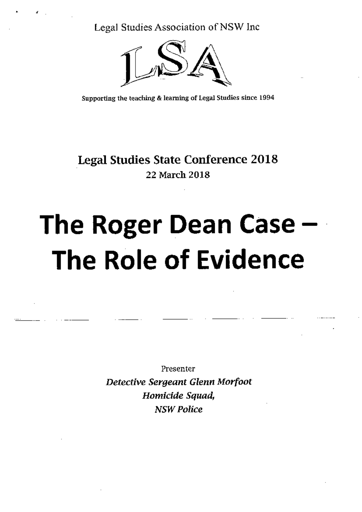 Roger Dean Case Study: Judge Alone Trial Application - LSA 2018 - Studocu