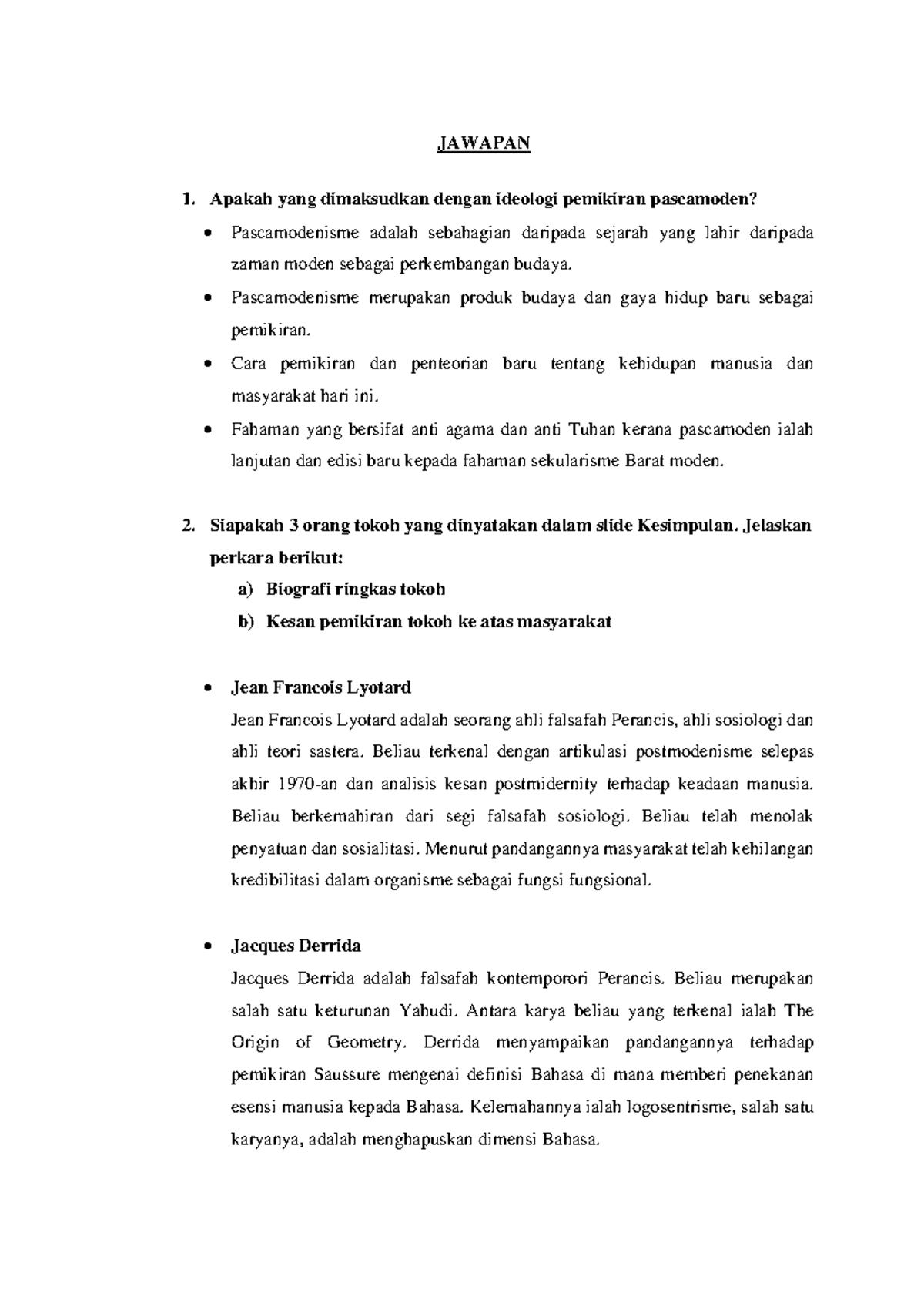 Ideologi Pemikiran Pascamoden - JAWAPAN Apakah yang dimaksudkan dengan ...