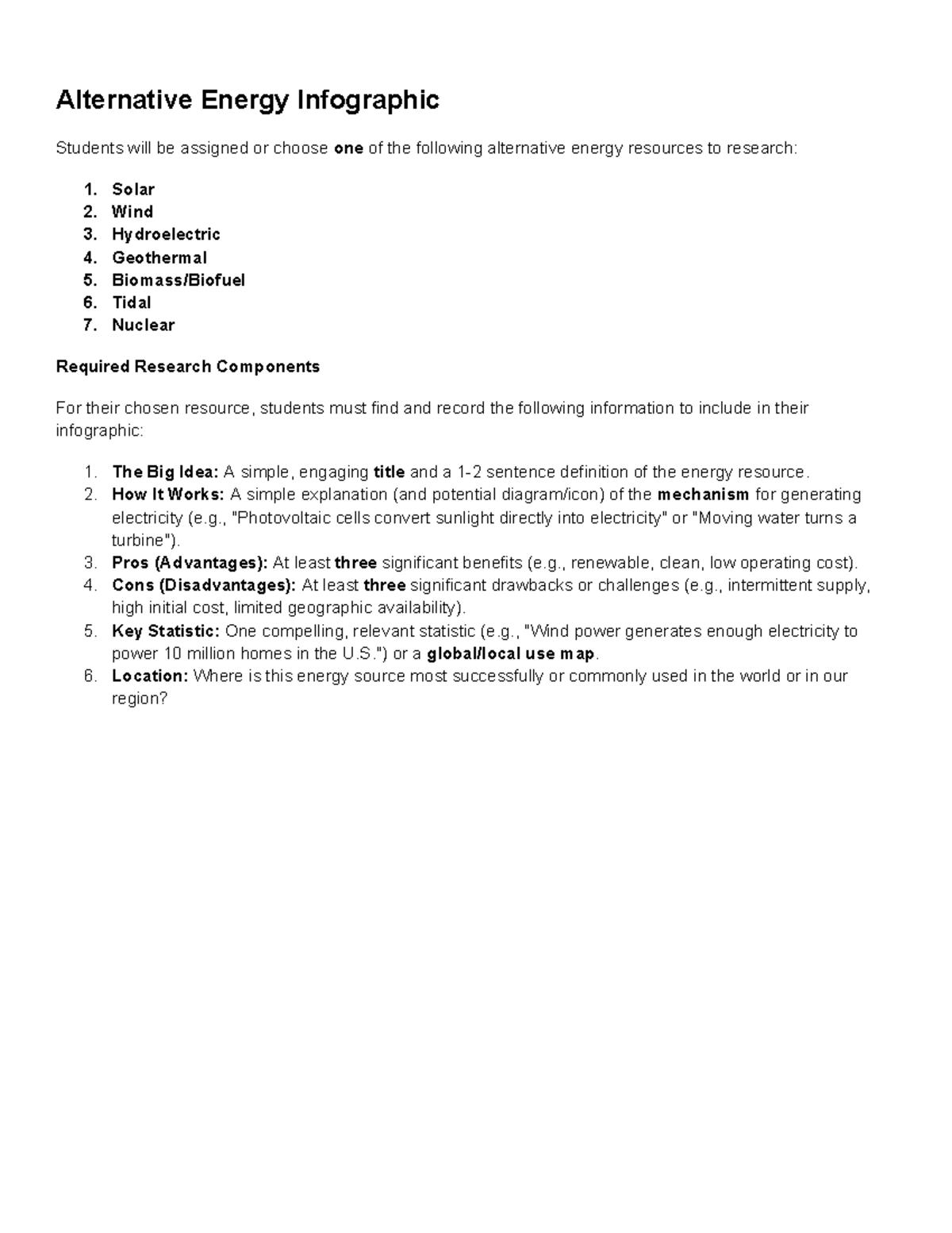 Alternative Energy Resources Infographic Guide - Studocu