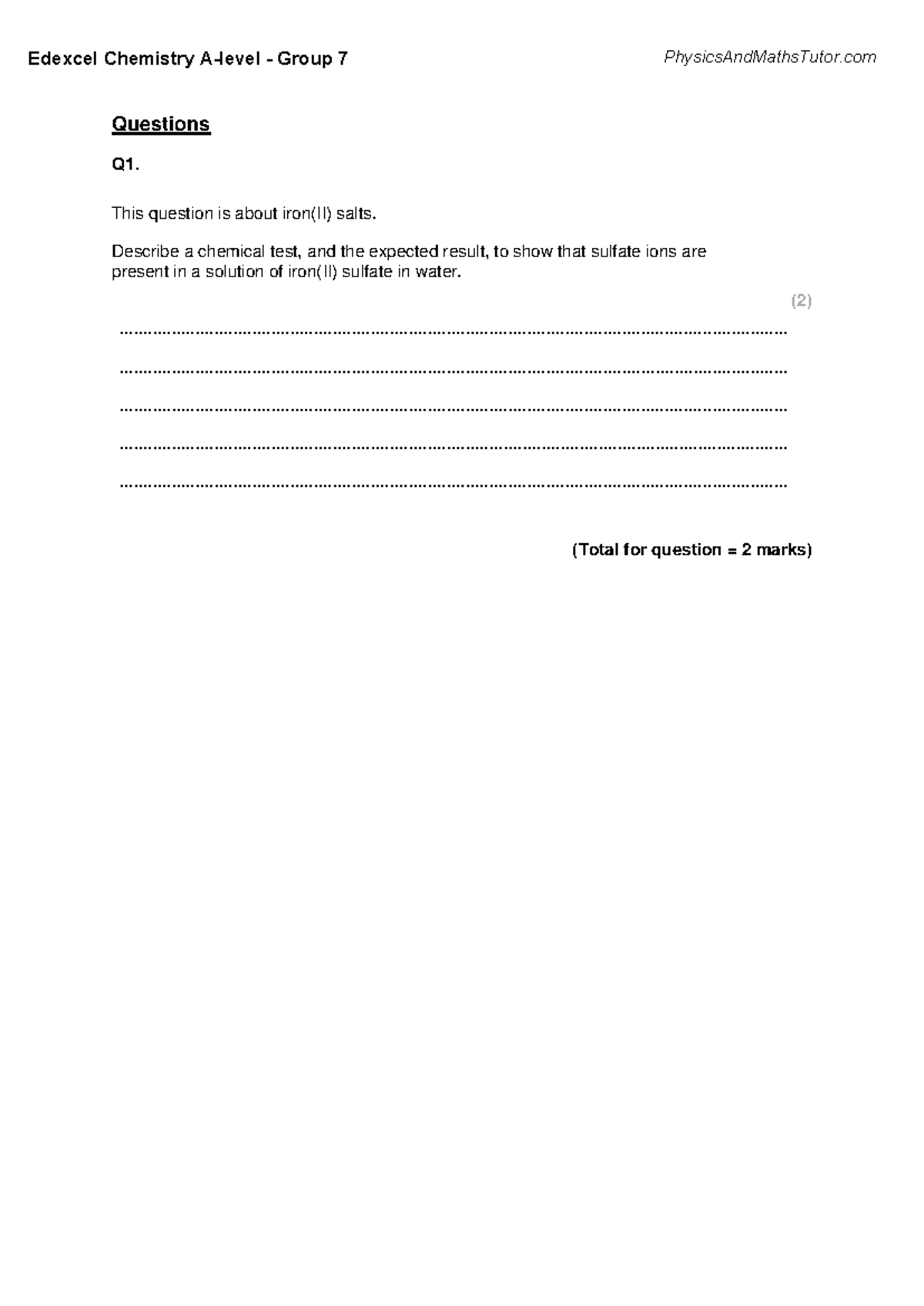 Edexcel Chemistry Group 7: Comprehensive Q&A on Halogens and Redox ...