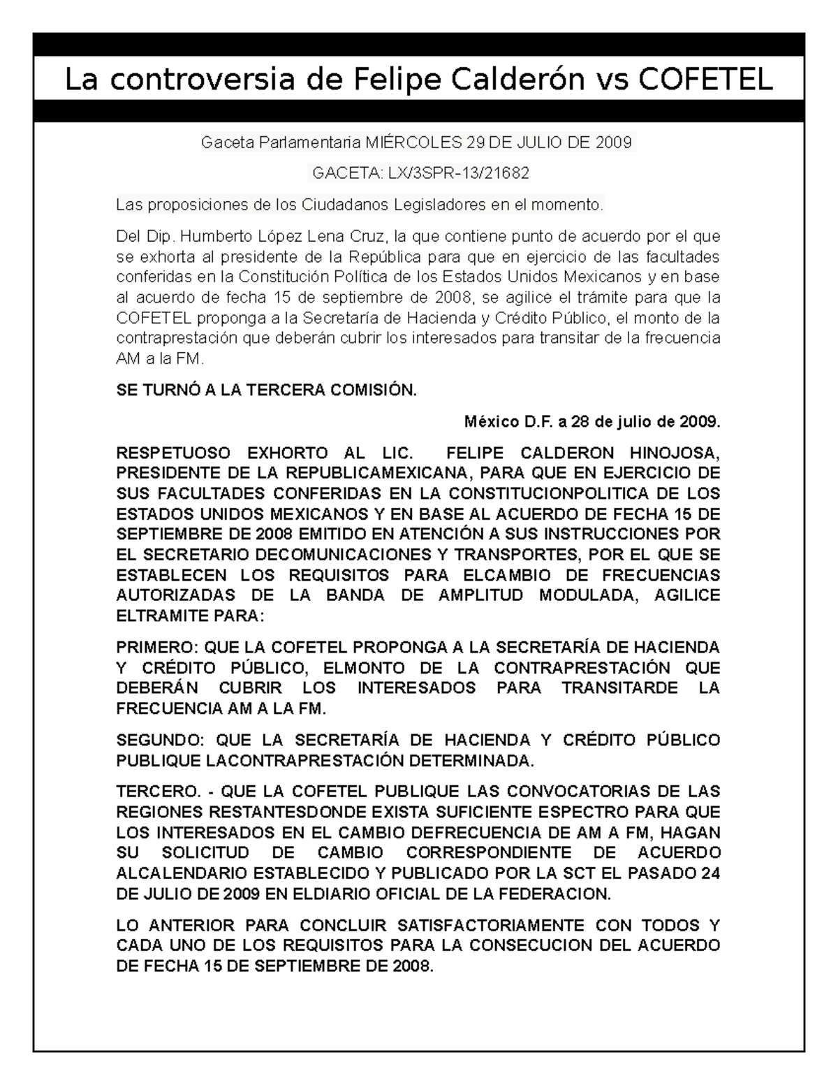 Felipe Calderon vs Cofetel (Derecho Constitucional) - Gaceta ...