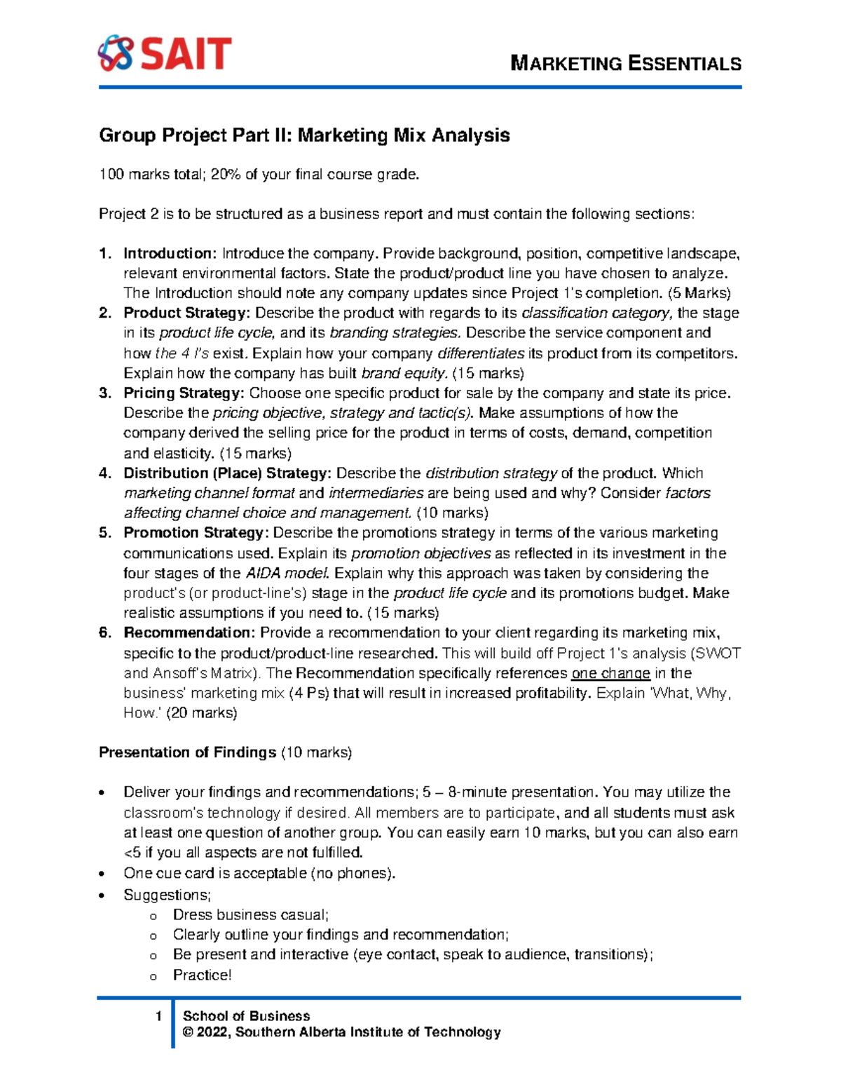 MARK 202 - Group Project II: Comprehensive Marketing Mix Analysis - Studocu