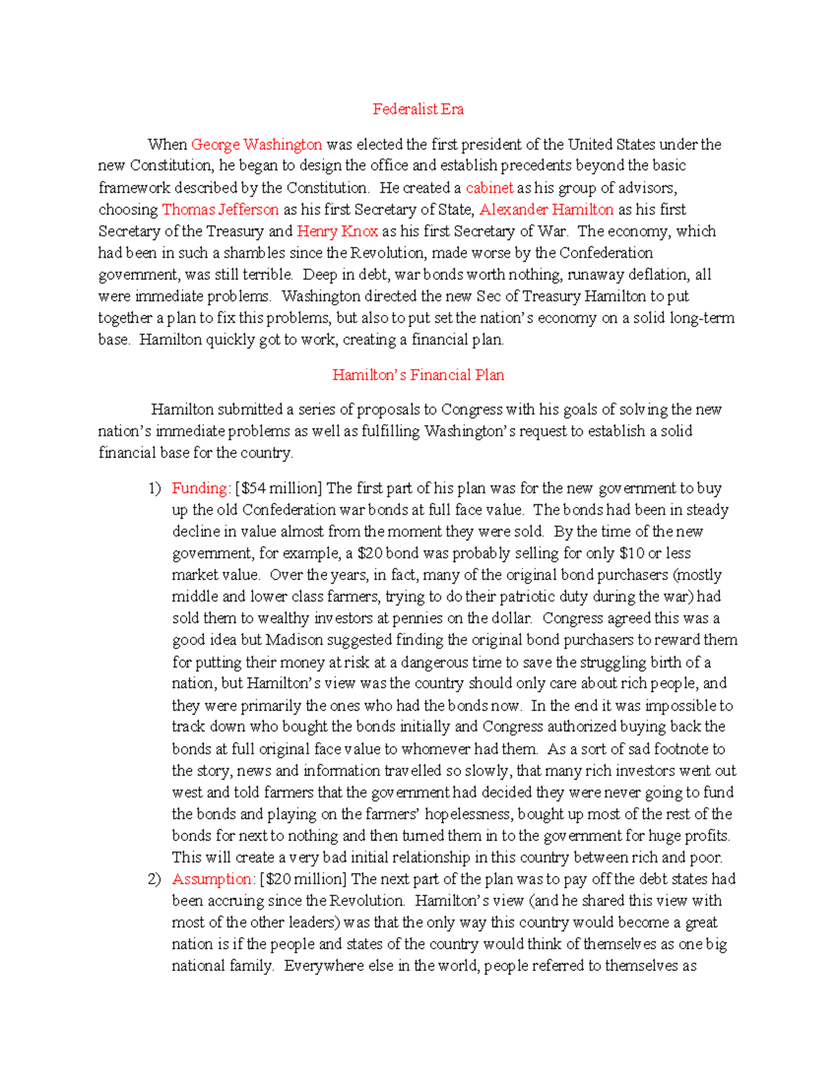 Federalist Era: Hamilton's Financial Plan and Political Polarization ...