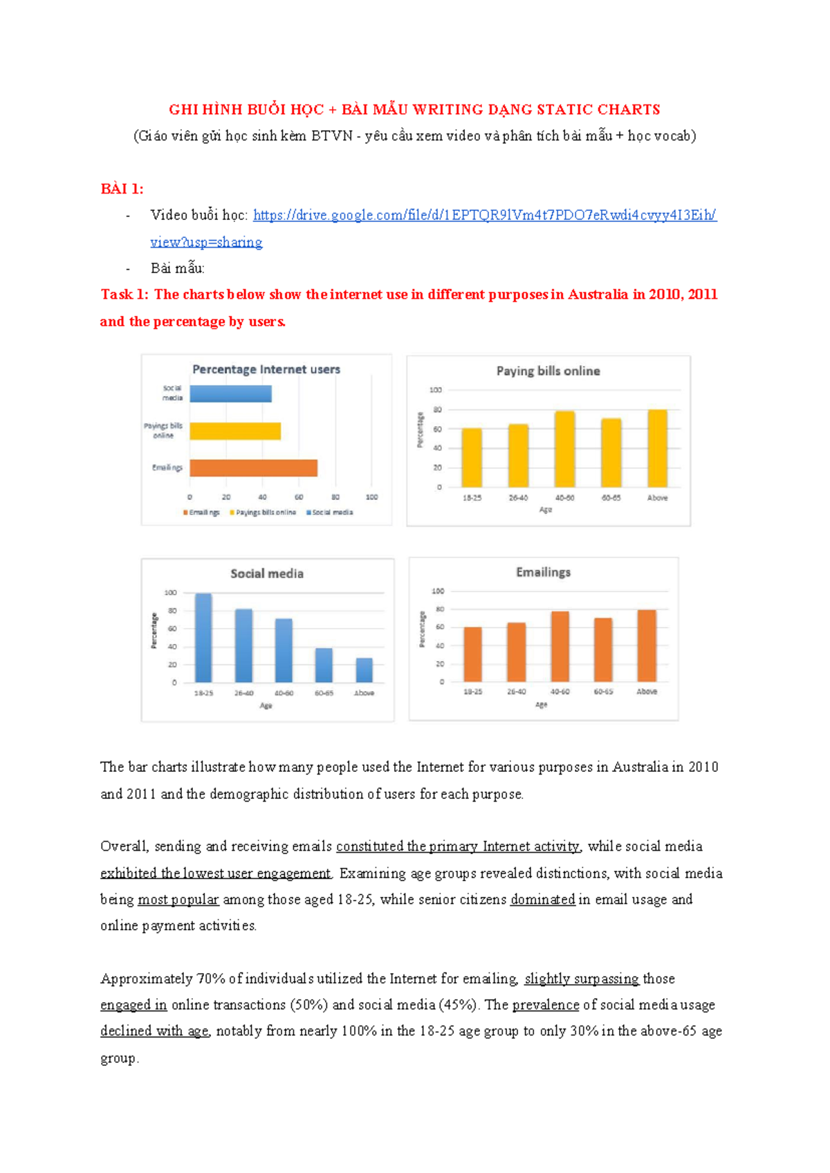 TÀI LIỆU Writing TẶNG KÈM - Static Charts Analysis & Examples - Studocu