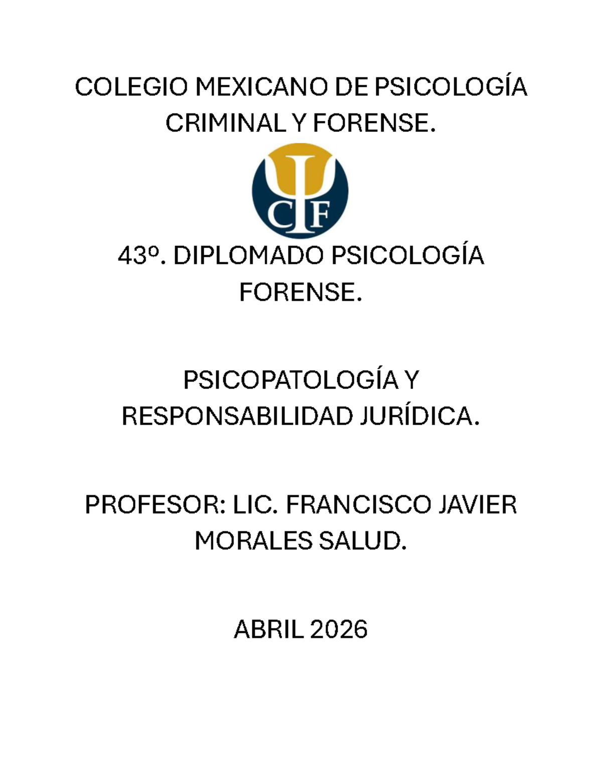 Portada - Psicología - COLEGIO MEXICANO DE PSICOLOGÍA CRIMINAL Y ...