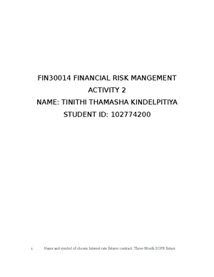 FIN30014 Financial Risk Management Group Assignment Sem 1, 2025 - Studocu