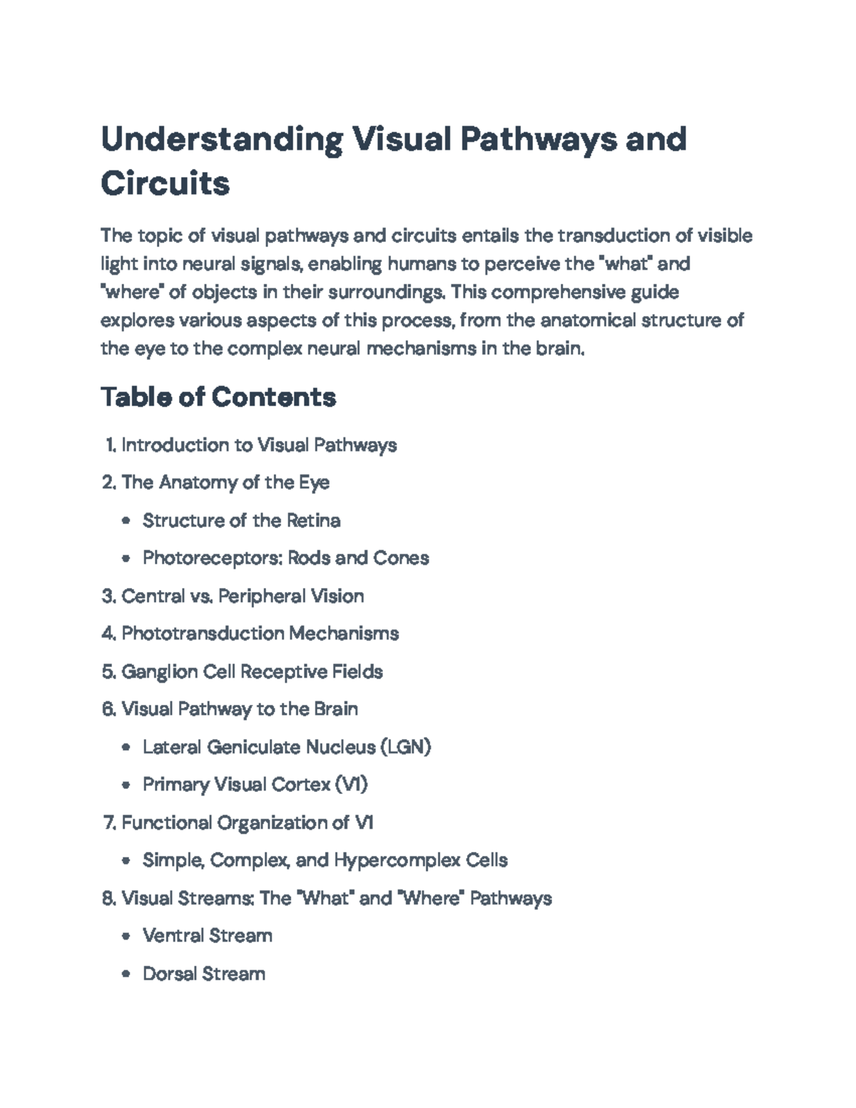 Understanding Visual Pathways: A Comprehensive Overview - Understanding ...