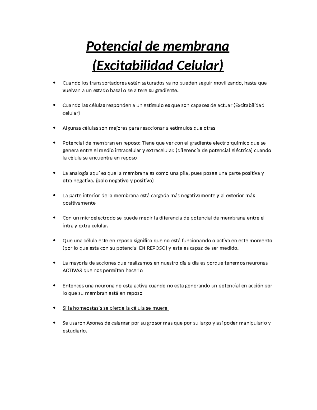 Apuntes de Fisiología: Potencial de Membrana y Excitabilidad Celular ...
