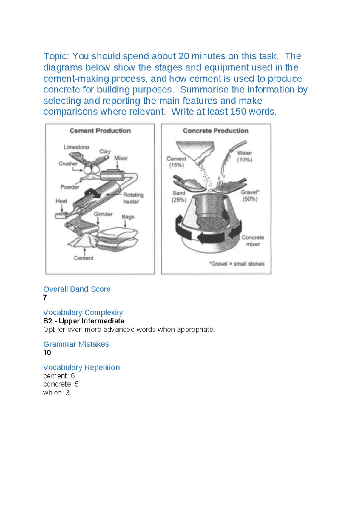 Writing Assessment: Cement and Concrete Production Process (Task 1 ...