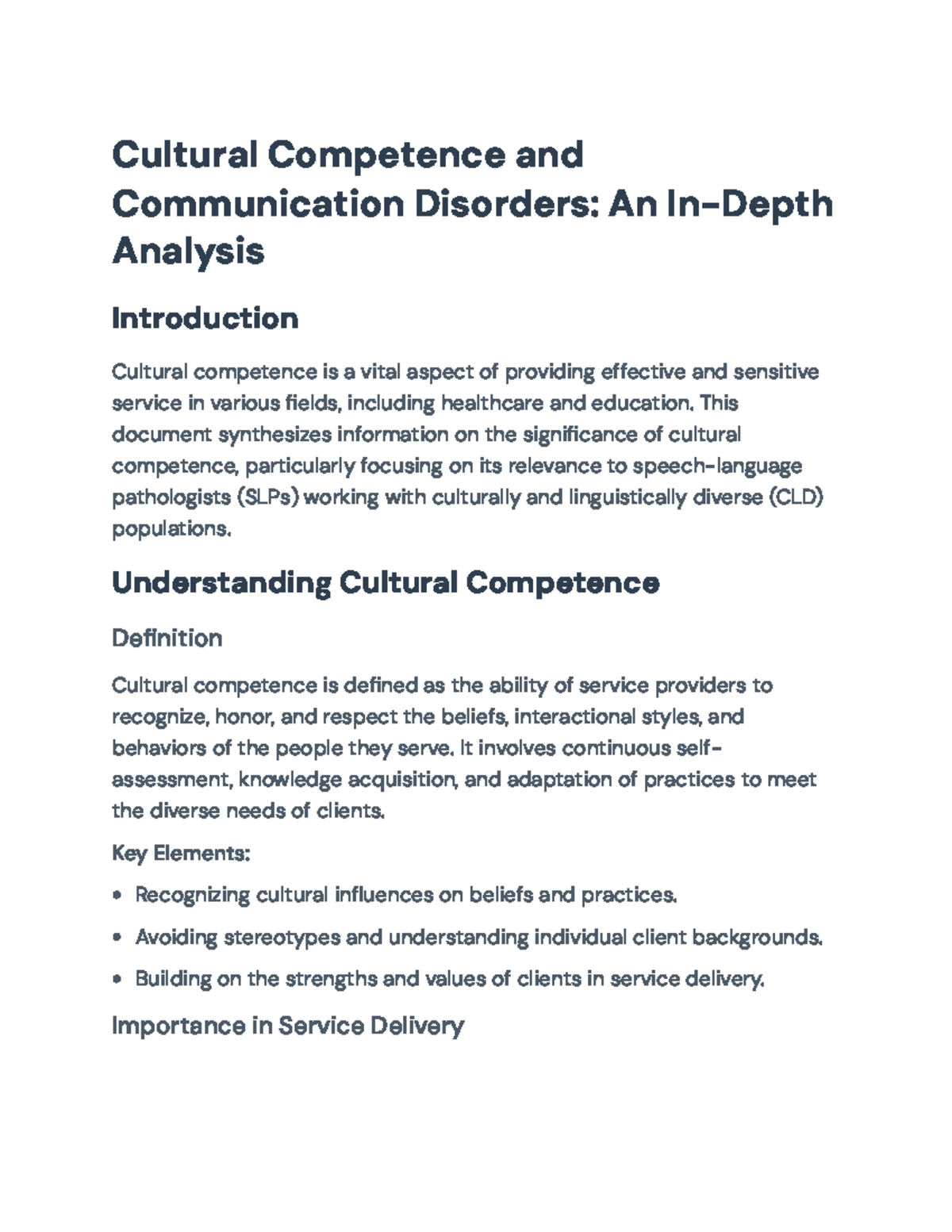 Cultural Competence in Communication Disorders: Strategies for SLPs ...