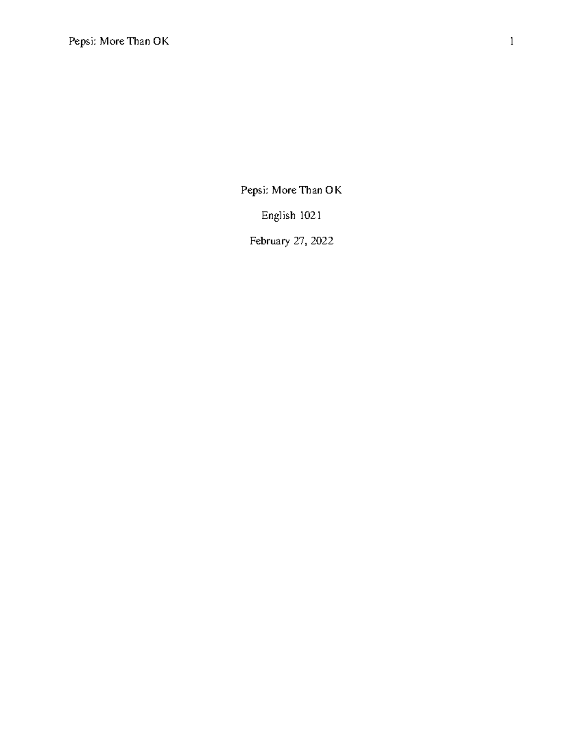 ENG 1021 Final Exam Essay: Pepsi's Ethos, Pathos, and Logos - Studocu