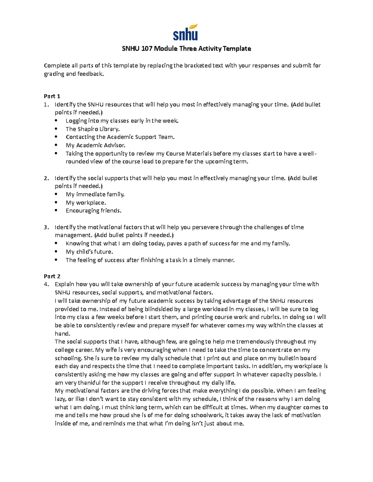SNHU 107 Module Three Final - SNHU 107 Module Three Activity Template ...