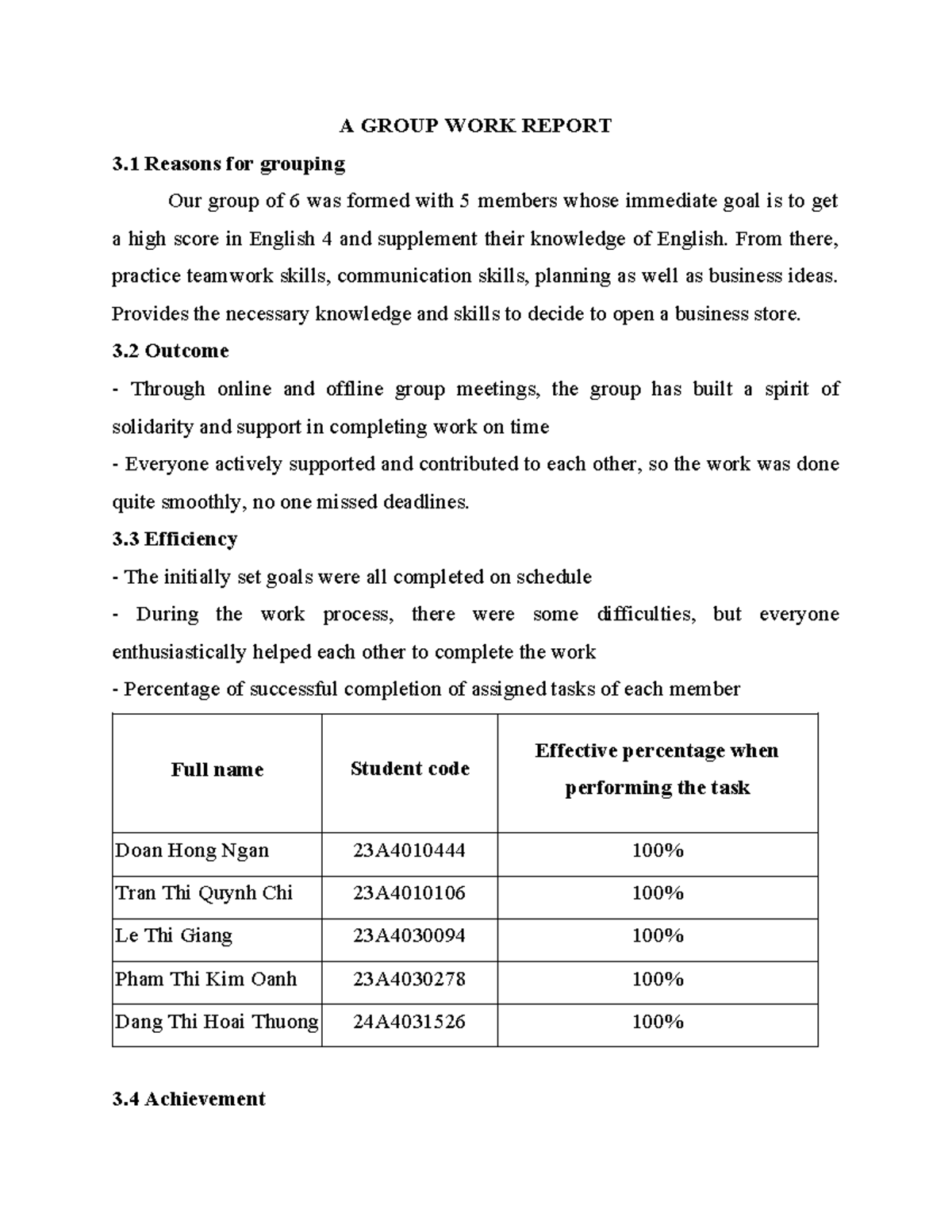 A Group WORK Report - none - A GROUP WORK REPORT 3 Reasons for grouping ...