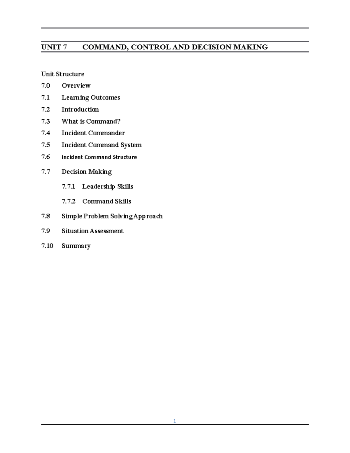 Unit 7Command Control and Decision Making - UNIT 7 COMMAND, CONTROL AND ...