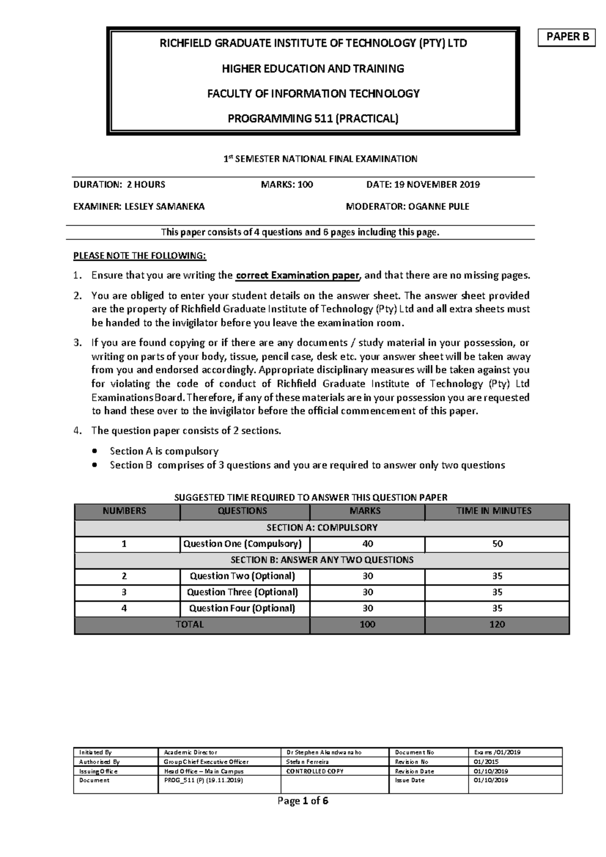Prog 511 (1 - Initiated By Academic D irector Dr Stephen Akandwanaho ...