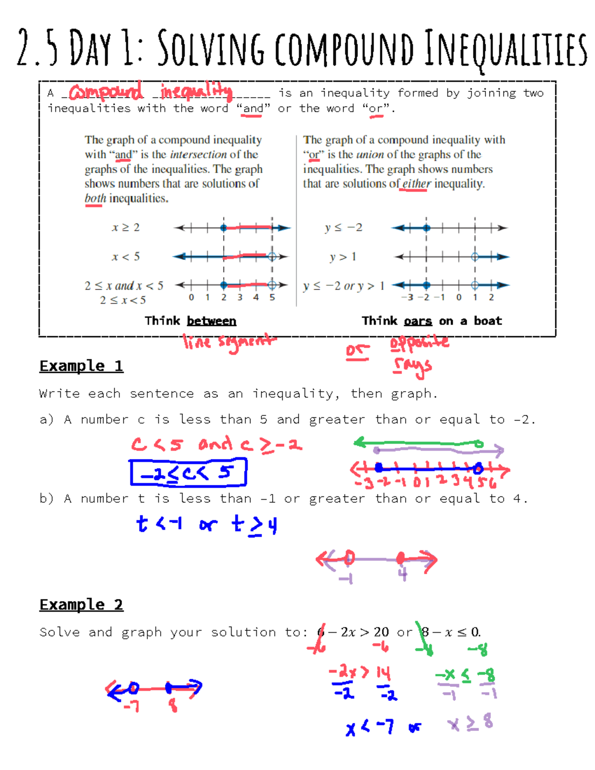 2.5 Day 1: Understanding and Solving Compound Inequalities - Studocu