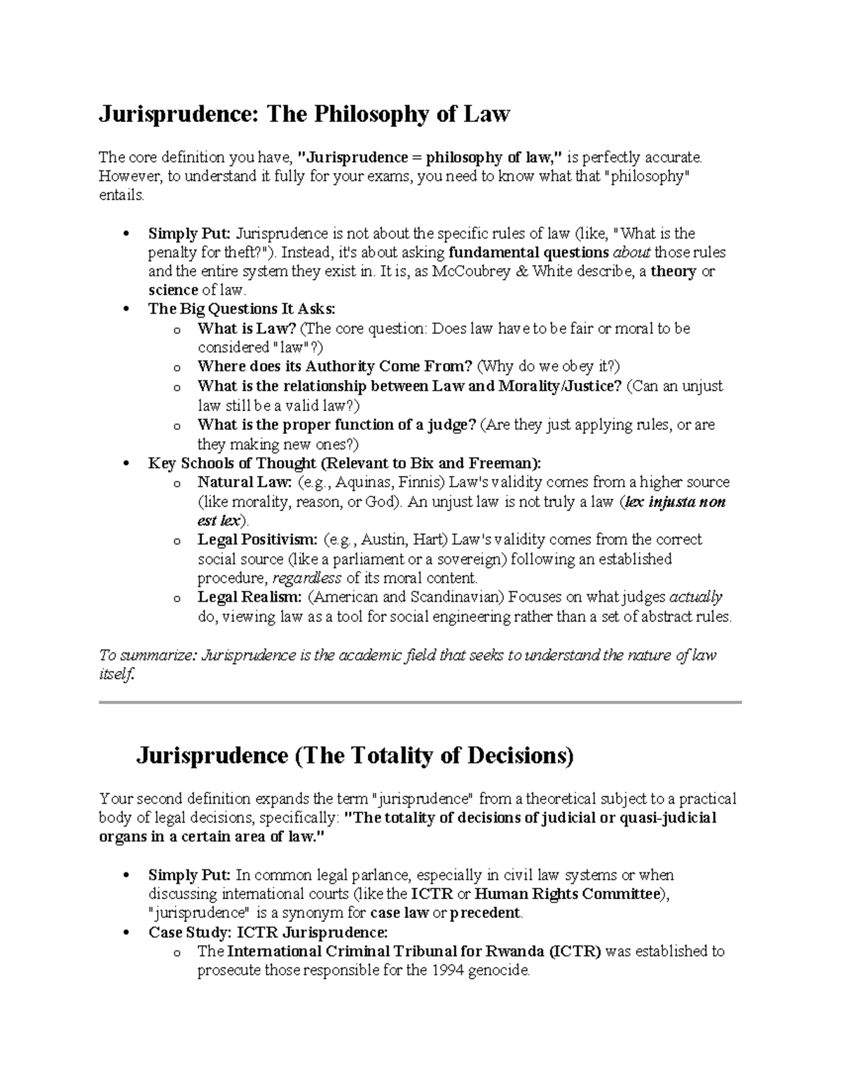 Intro To Jurisprudence Law 2025 Key Concepts And Theories Studocu