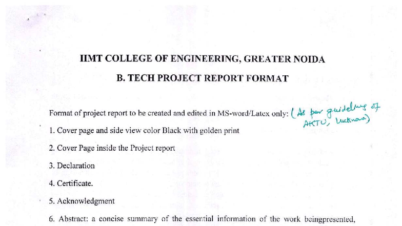 B. Tech Project Report Format - IIMT College of Engineering - Studocu