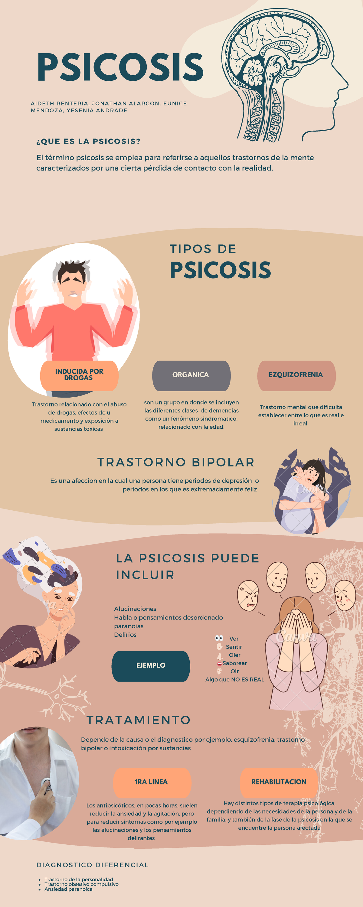 Infografia de psiquiatría médica sobre tipos de psicosis y su ...