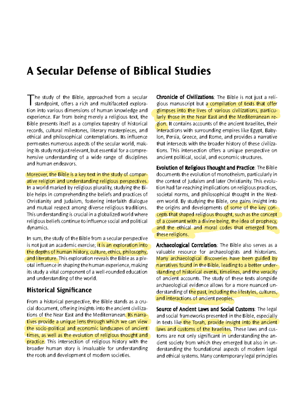 Secular Insights: The Bible's Impact on History, Culture, and Ethics ...