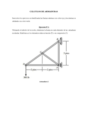 Ejercicios Resueltos DE Armaduras - CÁLCULOS DE ARMADURAS Para todos los ejercicios se ...