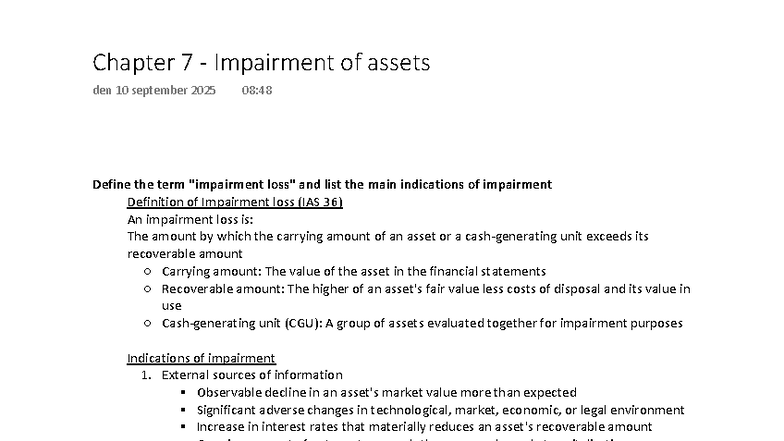 Chapter 7 - Impairment of Assets: Financial Reporting Insights - Studocu