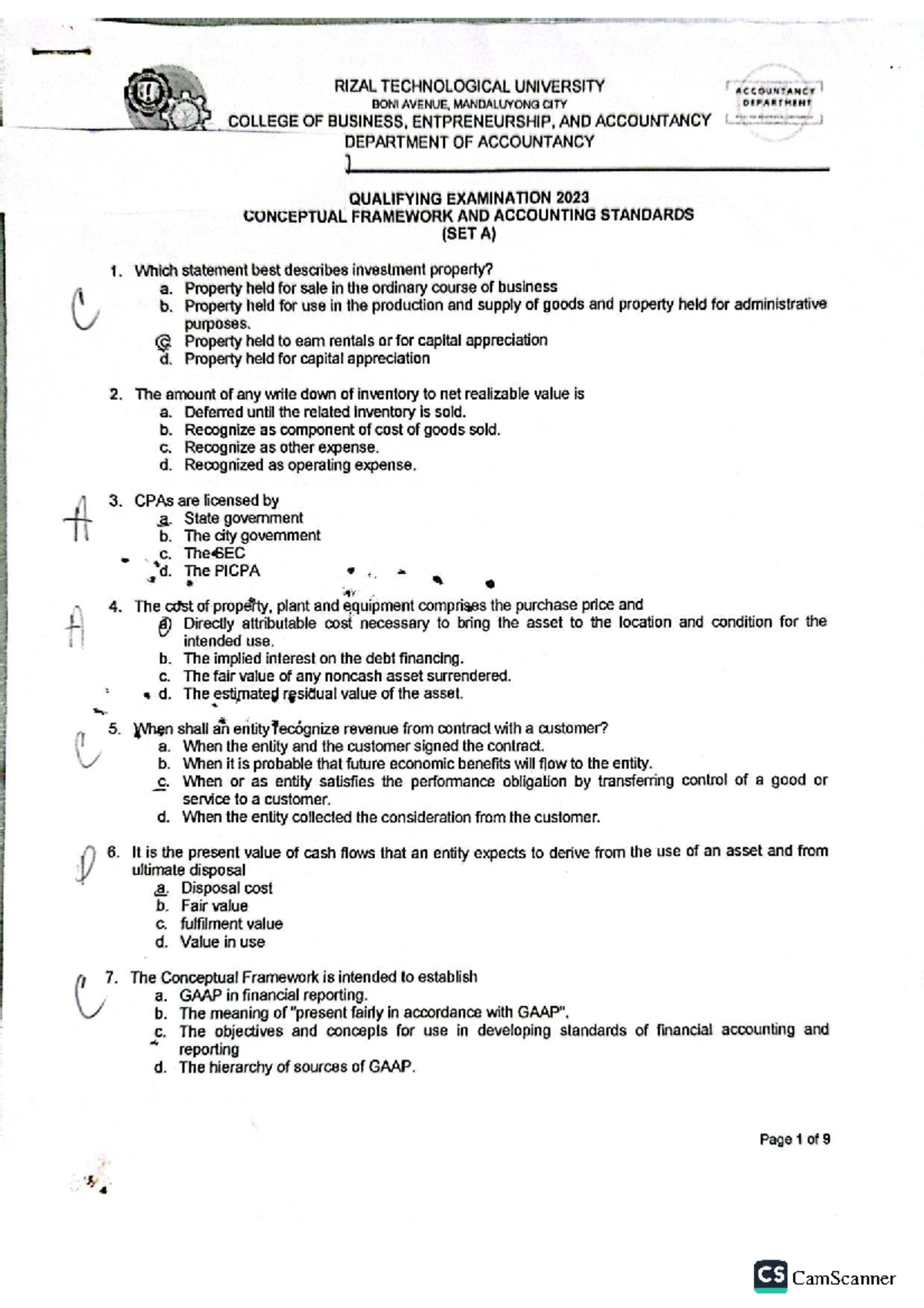 2023 Qualifying Exam: Conceptual Framework & Accounting Standards (CFAS ...