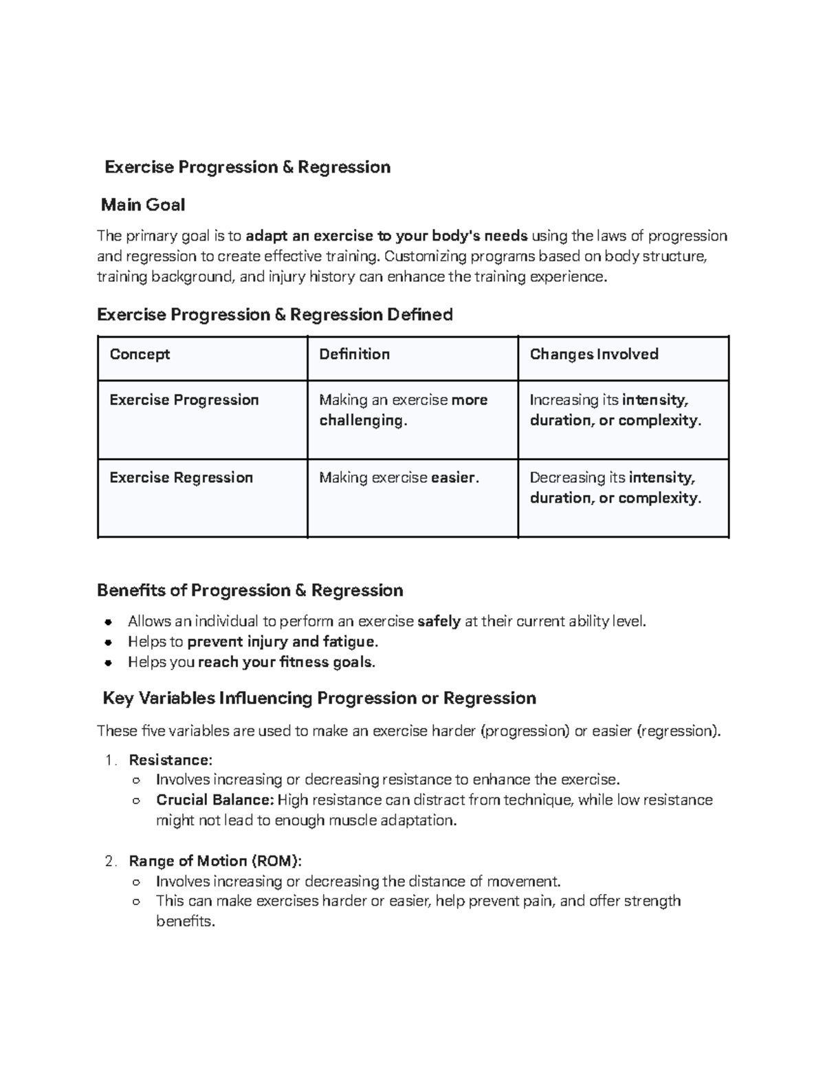 Exercise Progression & Regression: Customizing Your Training Program ...