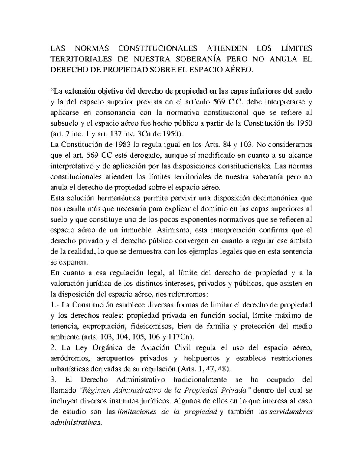 LAS NORMAS CONSTITUCIONALES Y EL DERECHO DE PROPIEDAD EN EL ESPACIO ...