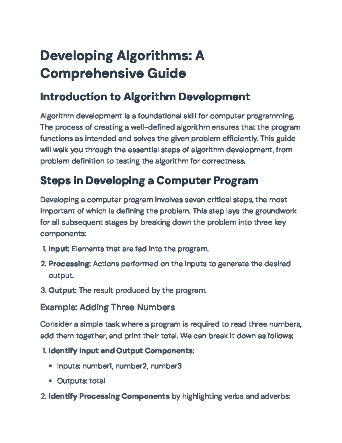 Comprehensive Guide to Algorithm Development (CS101) - Developing Algorithms: A Comprehensive ...