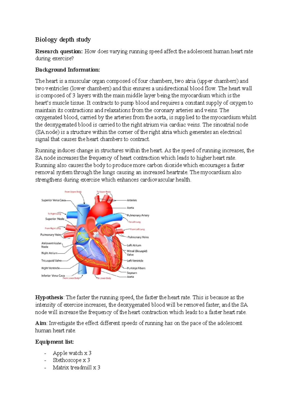 Biology Depth Study: Impact of Running Speed on Adolescent Heart Rate ...