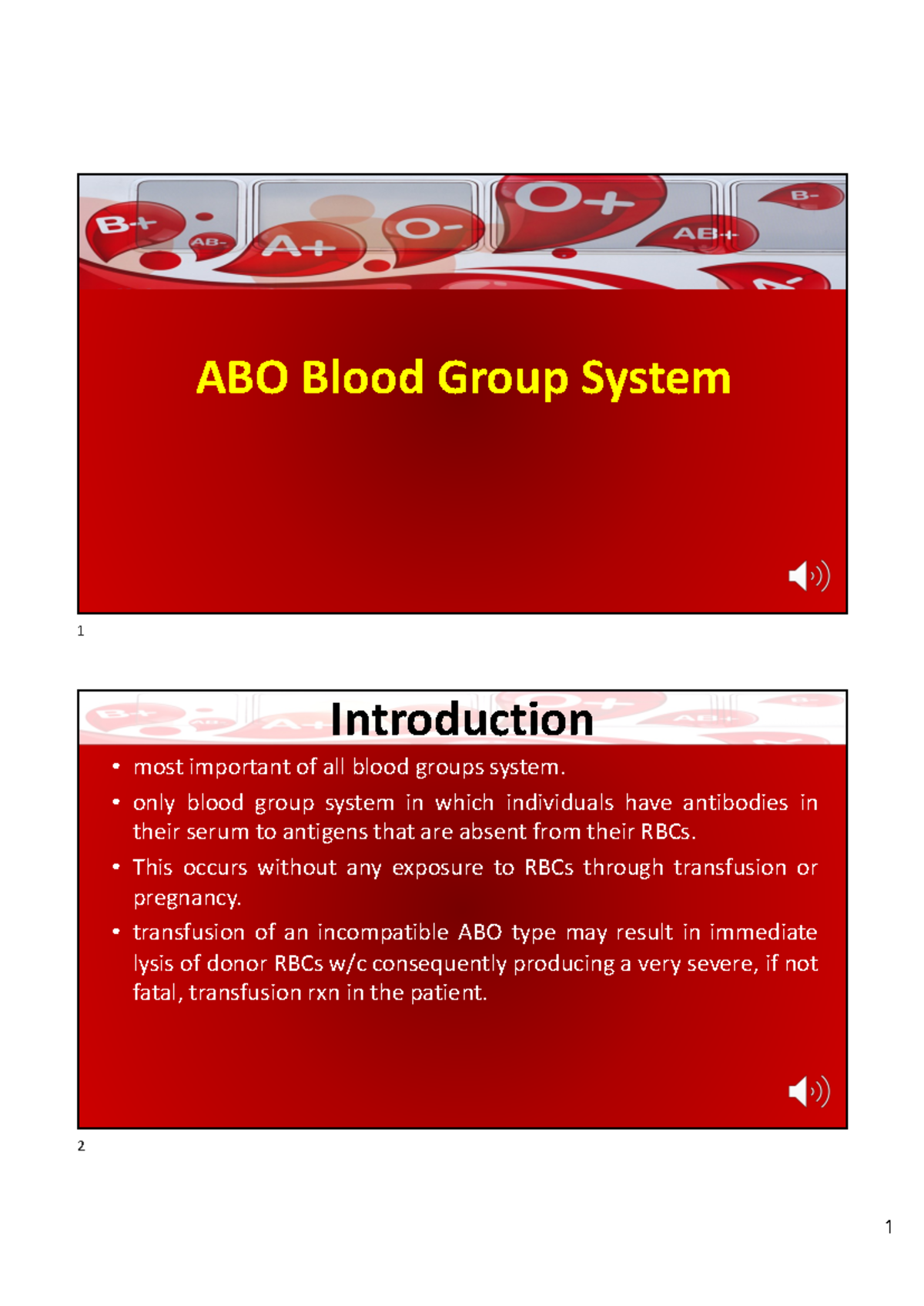 ABO Blood Group System Overview and Key Concepts - Studocu