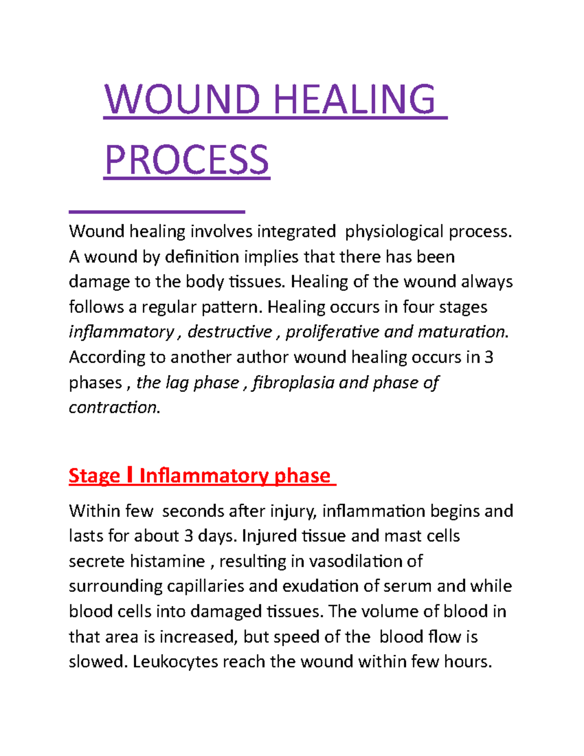 Wound Healing Process in Medical-Surgical Nursing Essentials - Studocu