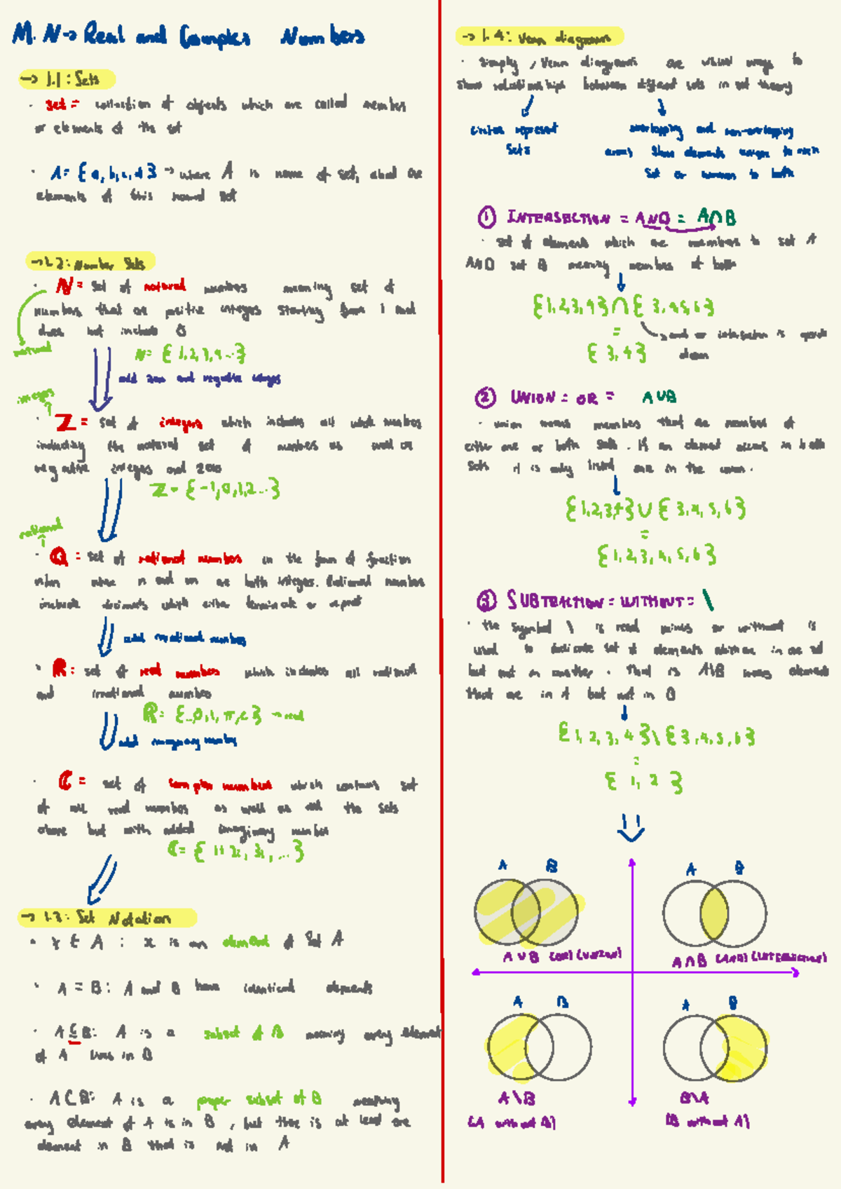 Real And Complex Numbers - M. N- Real and Complex Numbers - > 1. 4 ...