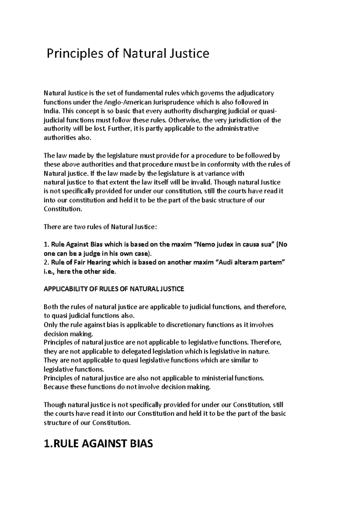 Principles of Natural Justice - Principles of Natural Justice Natural ...