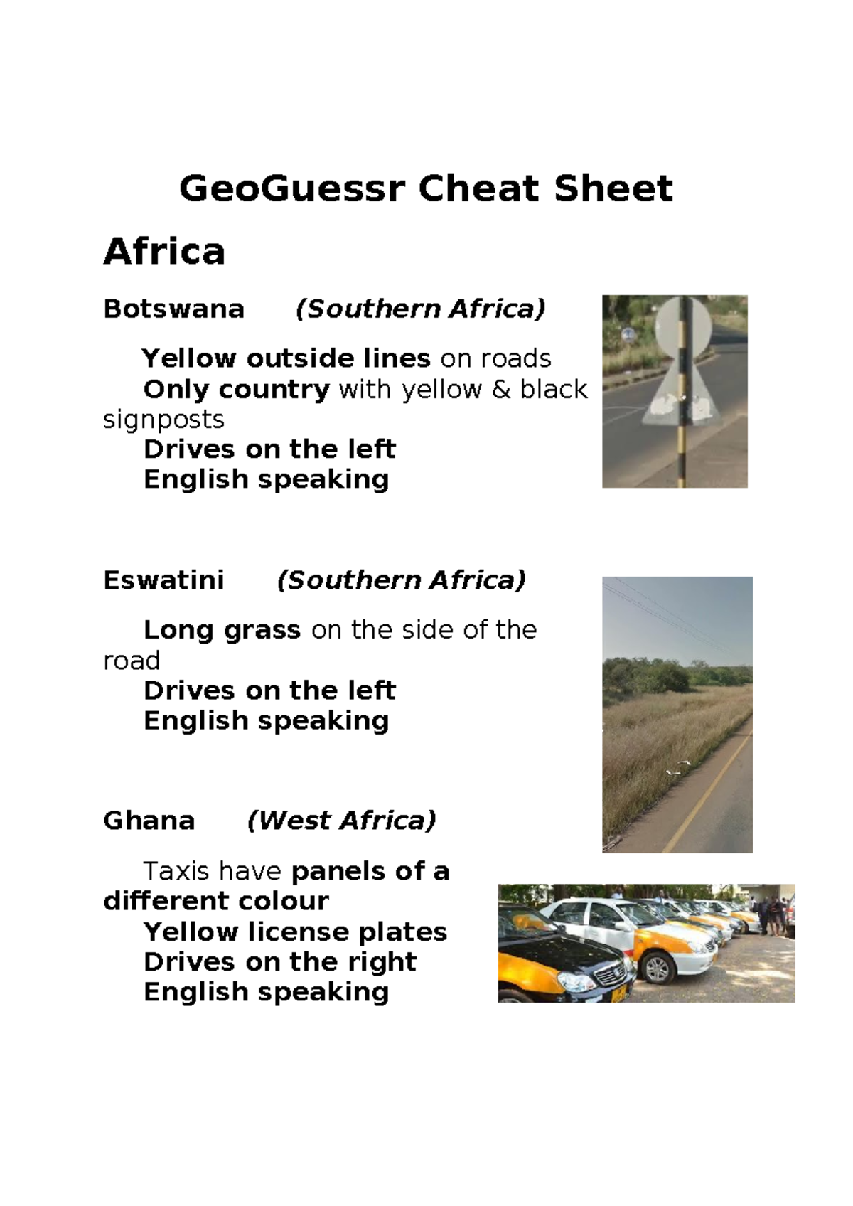 GeoGuessr Cheat Sheet: Africa & Asia Insights for Players - Studocu