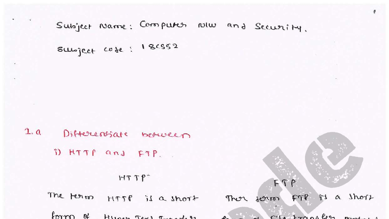 18CS52 Previous Year Paper 2 Solutions: Computer and Security - Studocu