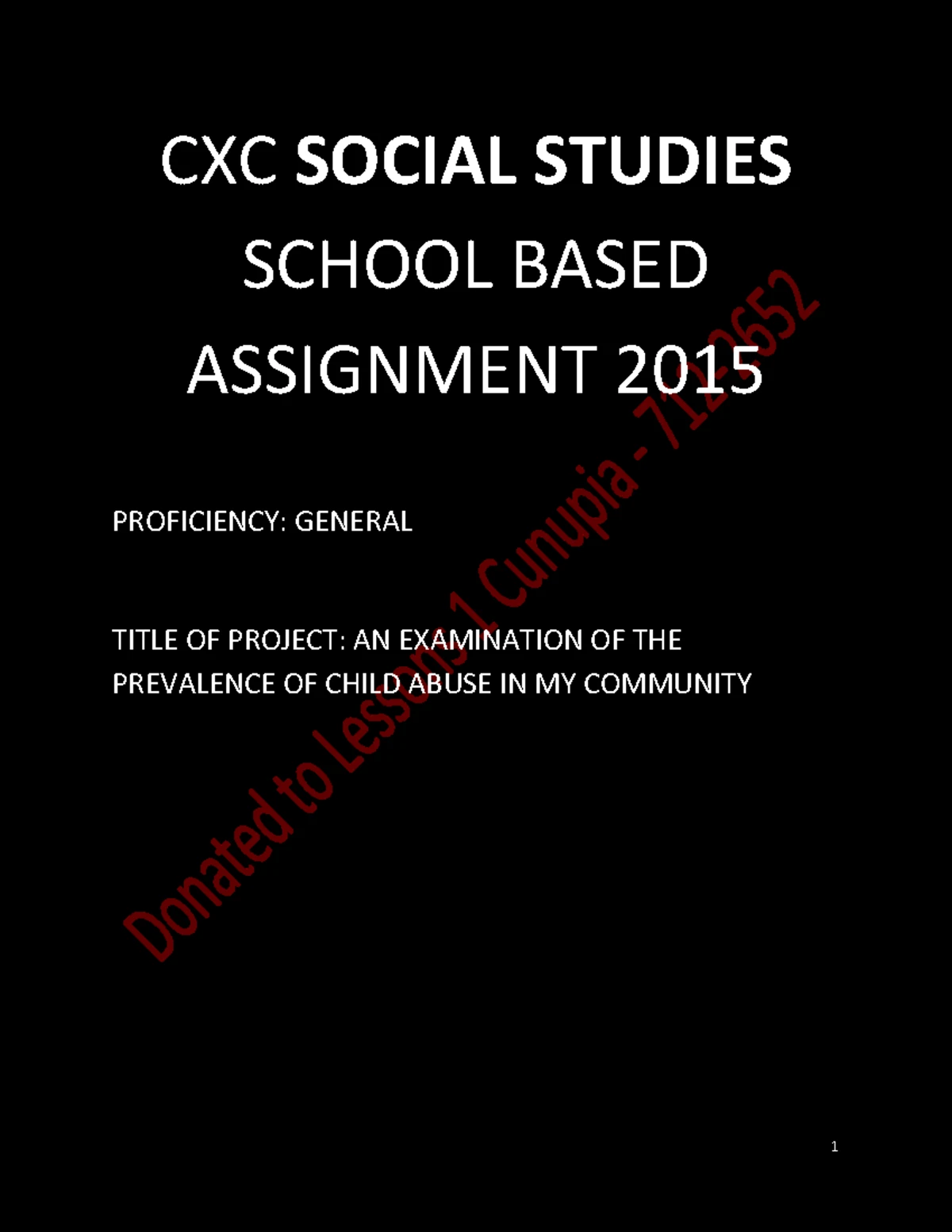 Social-studies-SBA sample - CXC SOCIAL STUDIES SCHOOL BASED ASSIGNMENT ...