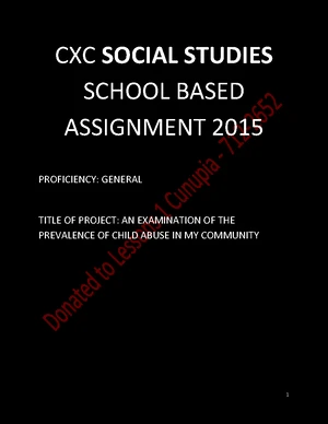 Social-studies-SBA sample - CXC SOCIAL STUDIES SCHOOL BASED ASSIGNMENT ...