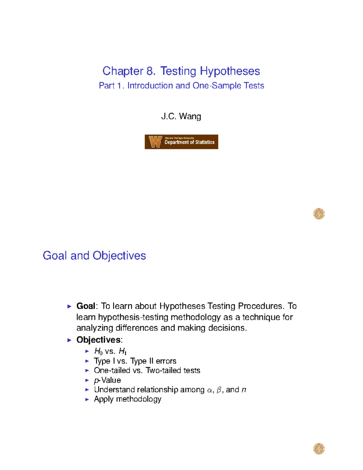 One-Sample Hypothesis Testing Overview: Stat 2160 Chapter 8 Notes - Studocu