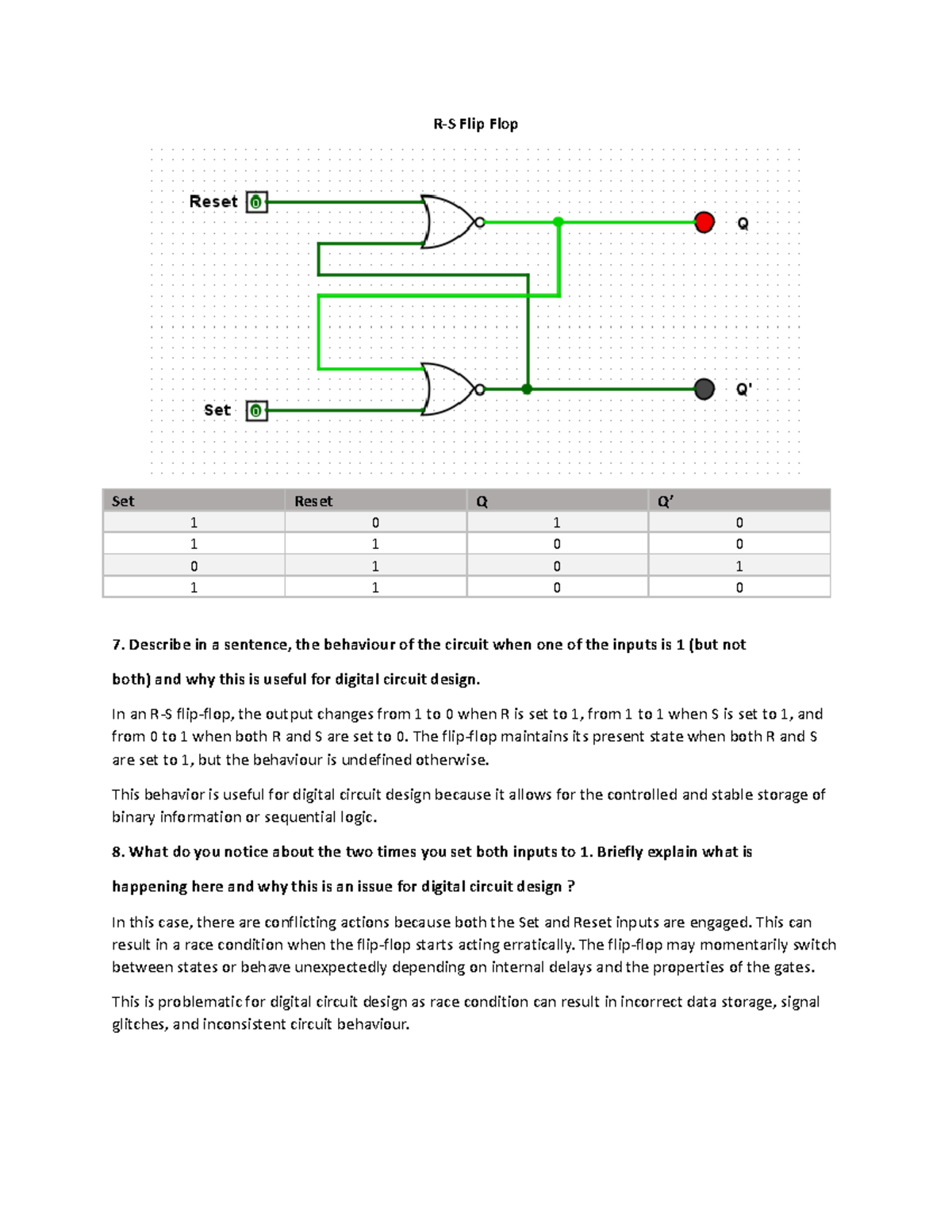 Lab03 - R-S and D Flip Flop Behavior Analysis - Studocu