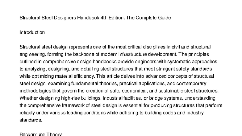Structural Steel Design Handbook (4th Ed): Comprehensive Guide - Studocu