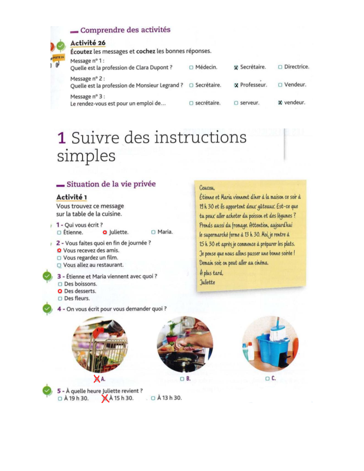Compréhension orale et écrite - Activité 26: Messages et Réponses - Studocu