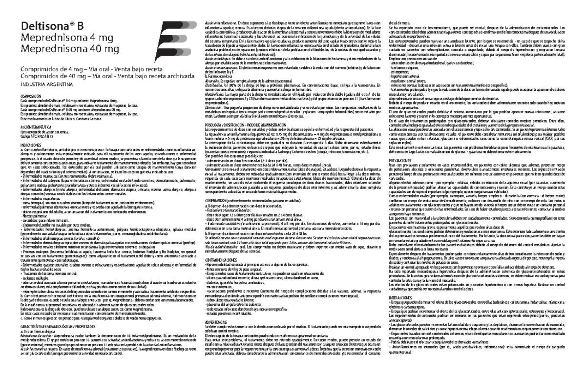 Deltisona - Ninguna - COMPOSICIÓN Cada comprimido de Deltisona® B 4 mg ...